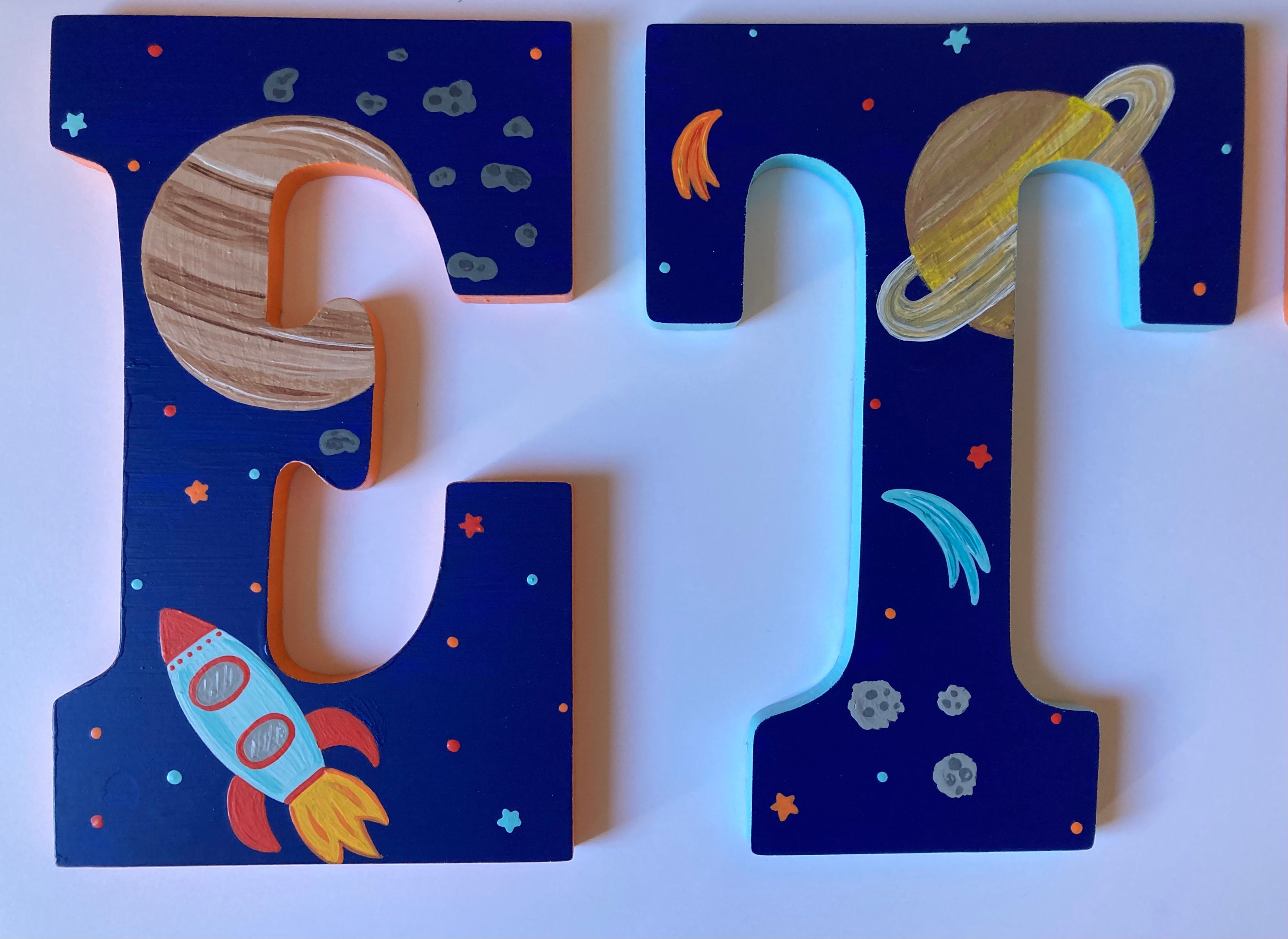 Custom Painted Childrens Letters Solar System / Space - Etsy