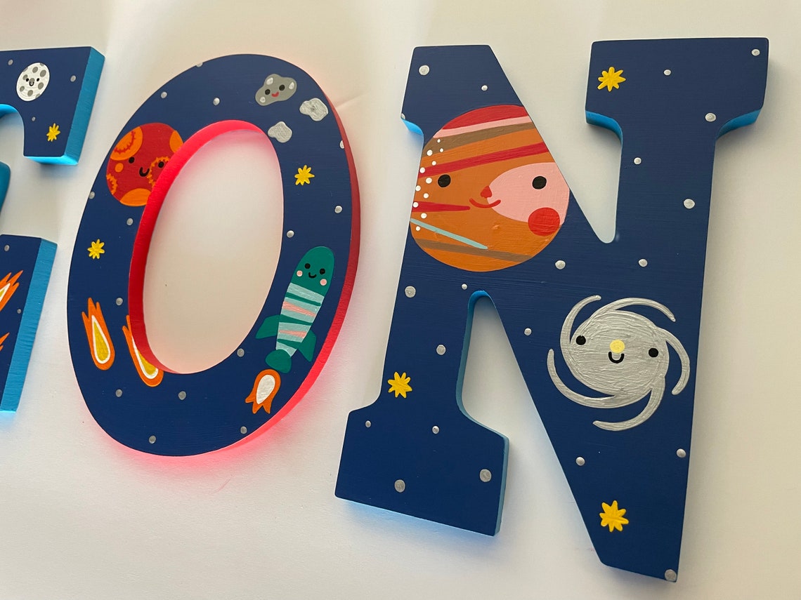 Custom Painted Boys Wall Letters Outer Space / Planets / - Etsy