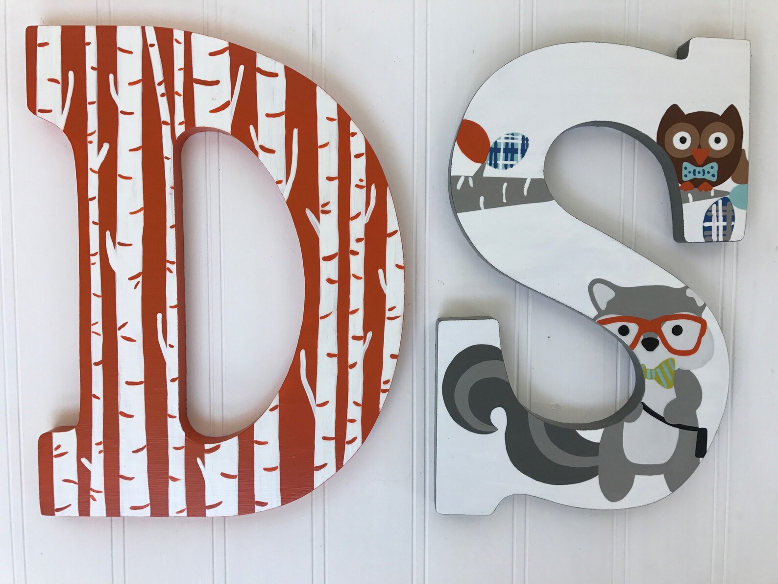 Custom Painted Woodland Letters Forest Creatures | Etsy