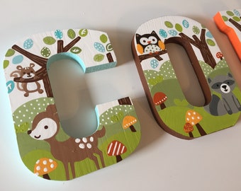 Custom Painted Woodland Letters Forest Creatures | Etsy