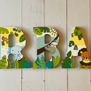 Custom Painted Hanging Wall Letters - Jungle Animals / Mighty Jungle ...