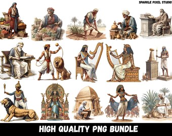 Ancient Egypt Watercolor Clipart Bundle: Pharaohs, Pyramids (digital ...