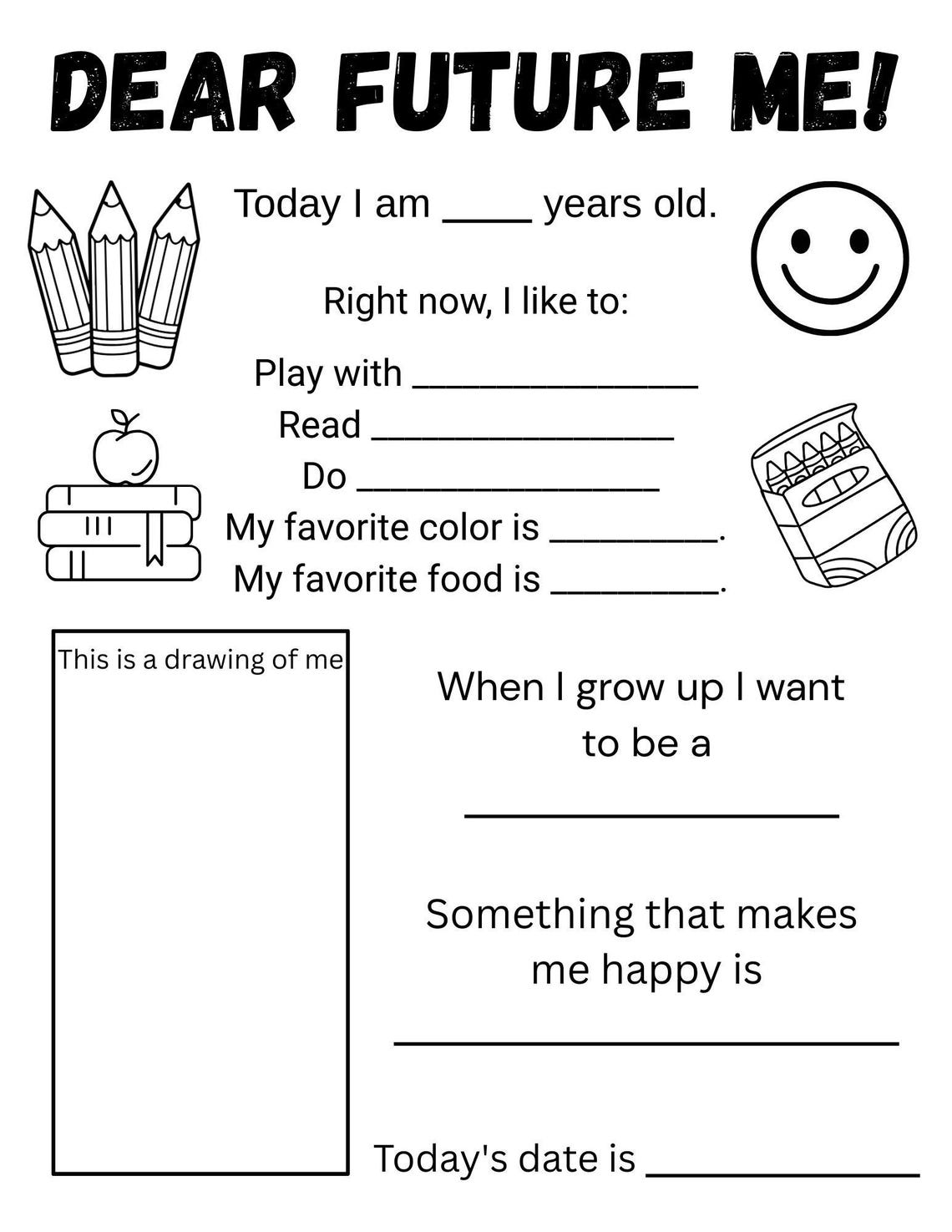 Dear Future Me Letter | Preschool Time Capsule Keepsake (digital ...