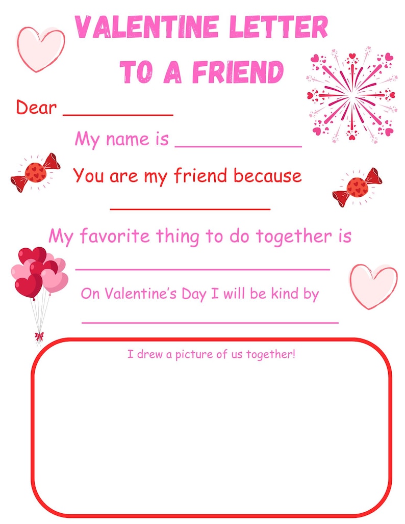 Valentine Letter Template for Preschoolers | Kids Writing Activity (PDF ...