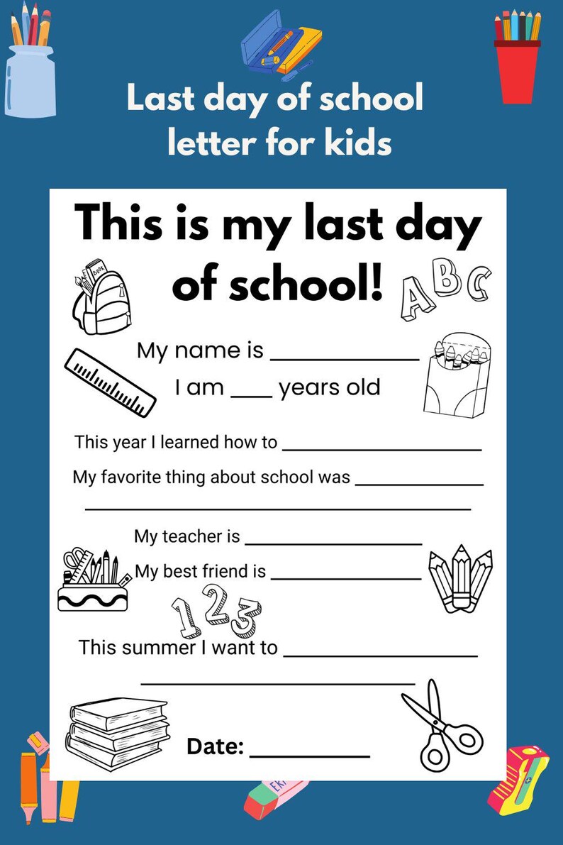 Last Day of School Letter | End of Year Keepsake (digital Download) - Etsy