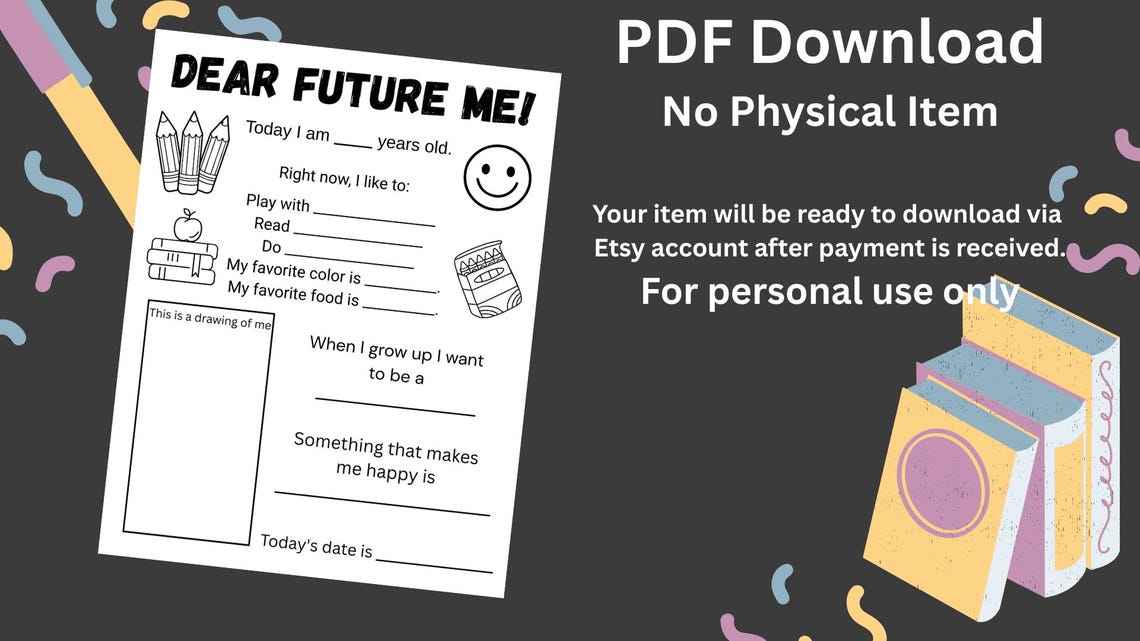 Dear Future Me Letter | Preschool Time Capsule Keepsake - Etsy