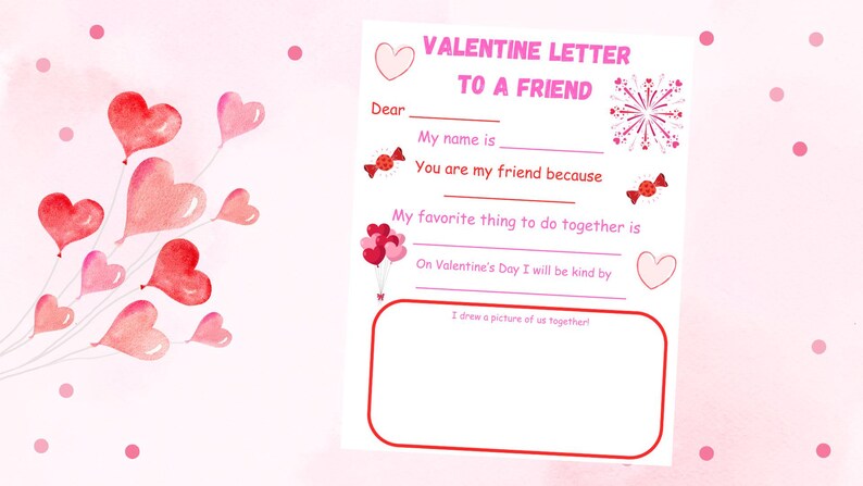 Valentine Letter Template for Preschoolers | Kids Writing Activity (PDF ...