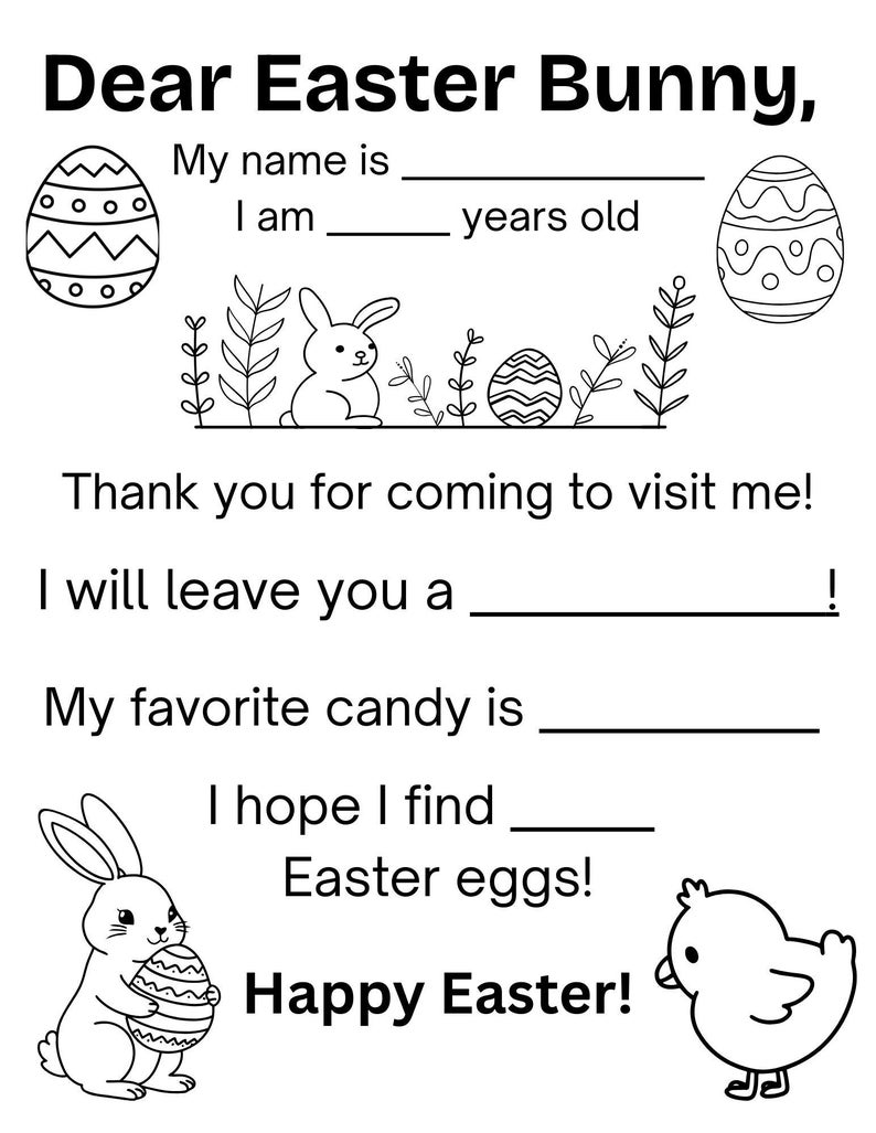 Easter Bunny Letter Printable | Preschool Fill-in-the-blank Activity ...