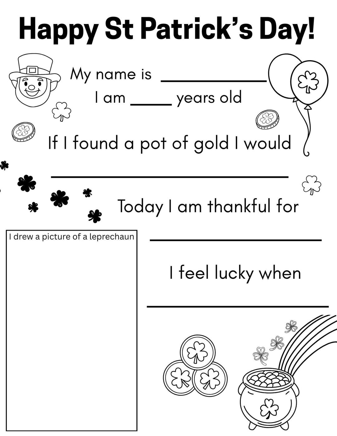 St Patrick's Day Letter Template | Preschool Leprechaun Activity (PDF ...