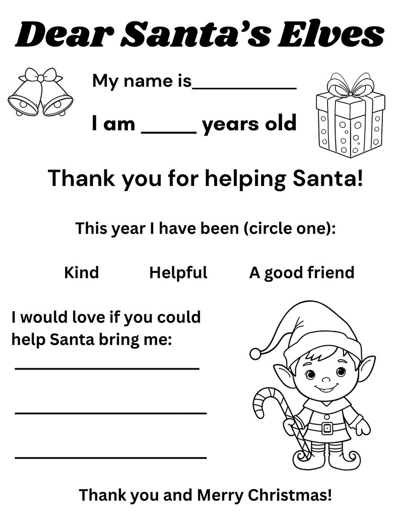 Letter to Santa’s Elves Template | Elf Letter Printable | Holiday ...