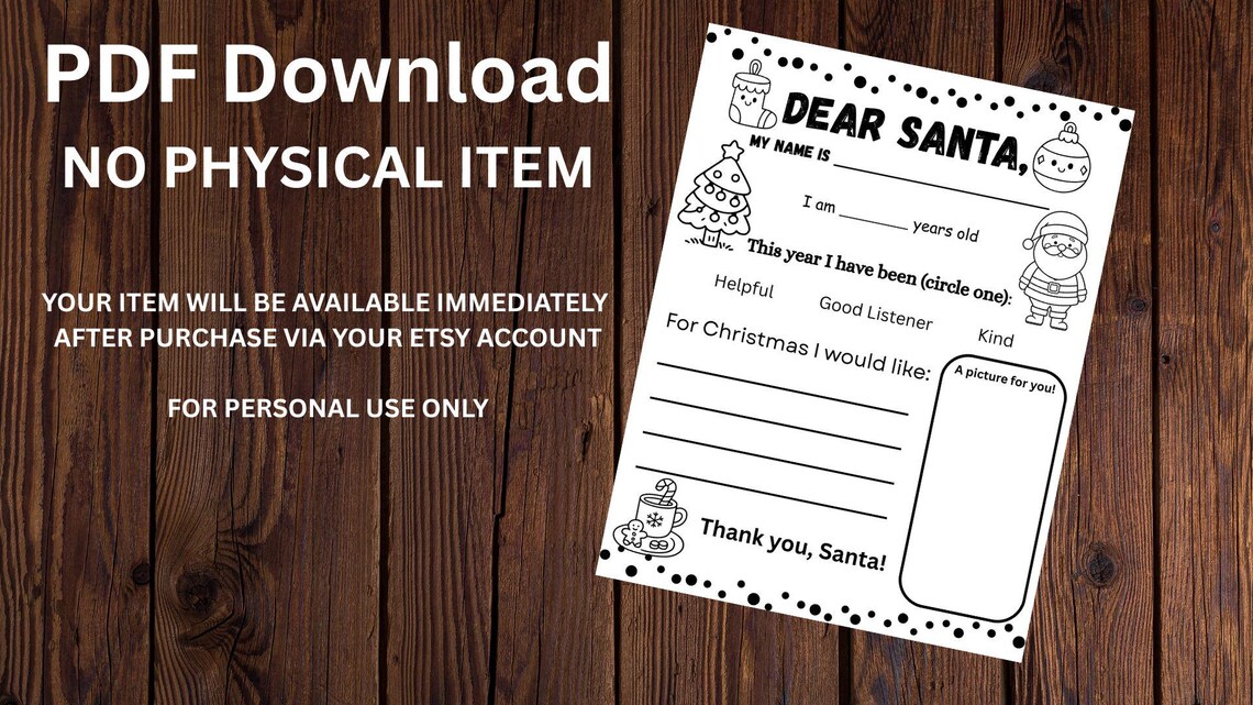Dear Santa Letter Template for Preschoolers | Christmas Printable ...