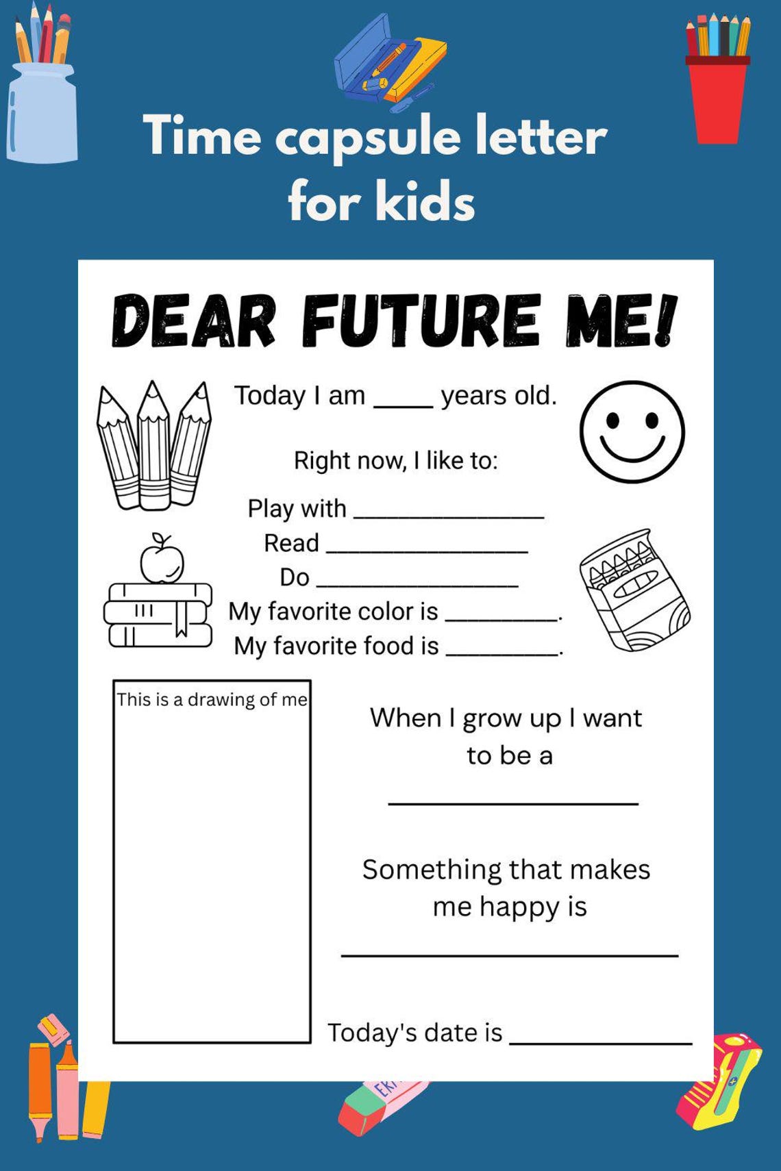 Dear Future Me Letter | Preschool Time Capsule Keepsake - Etsy