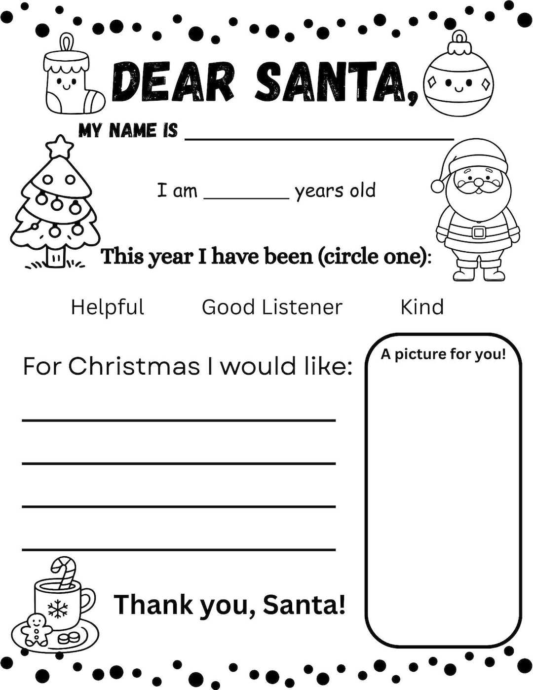 Dear Santa Letter Template for Preschoolers | Christmas Printable ...