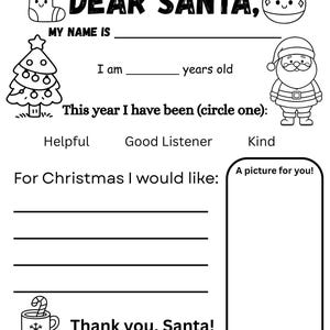 Dear Santa Letter Template for Preschoolers | Christmas Printable ...