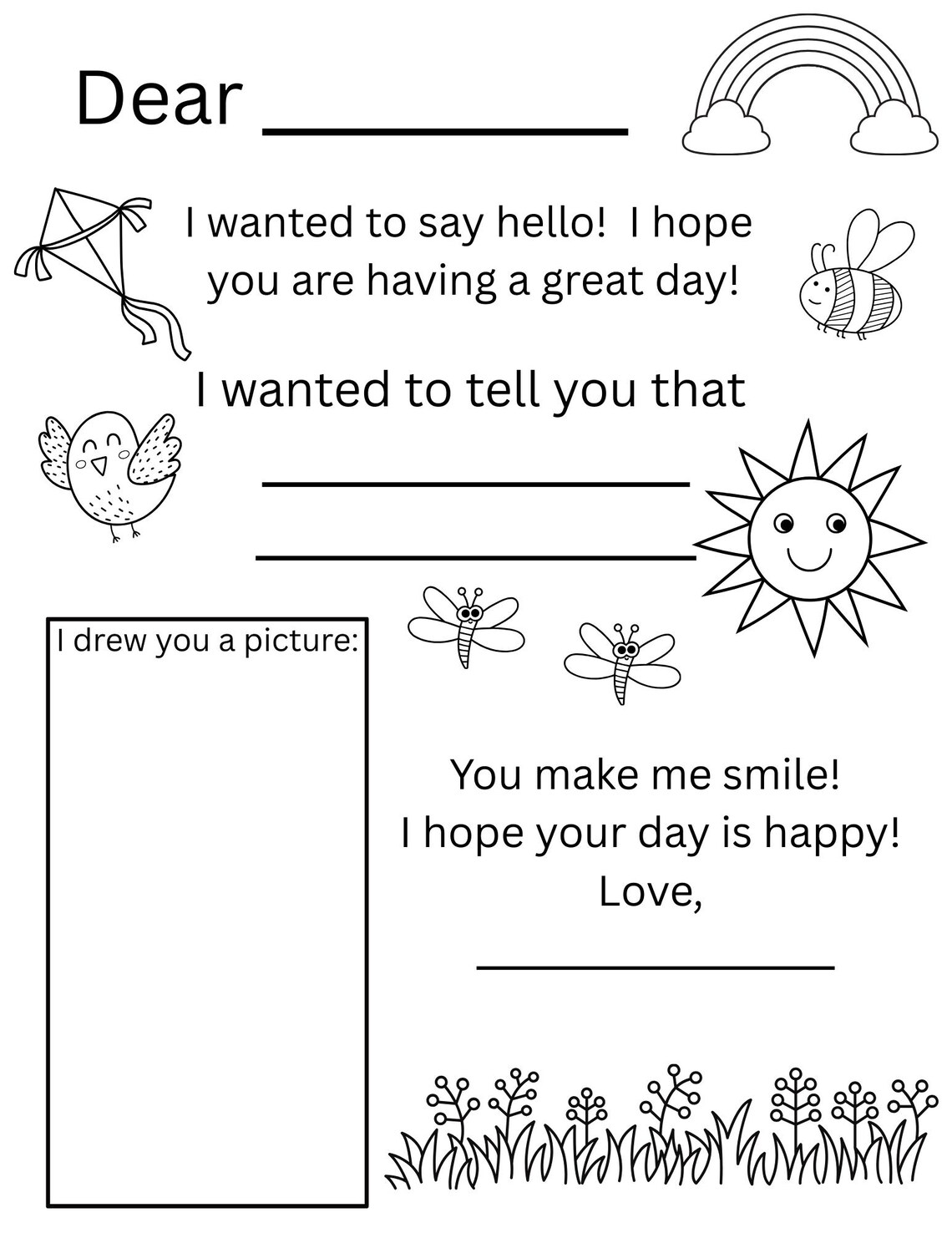 Anytime Kids Letter Printable | Fill-in-the-blank Template - Etsy