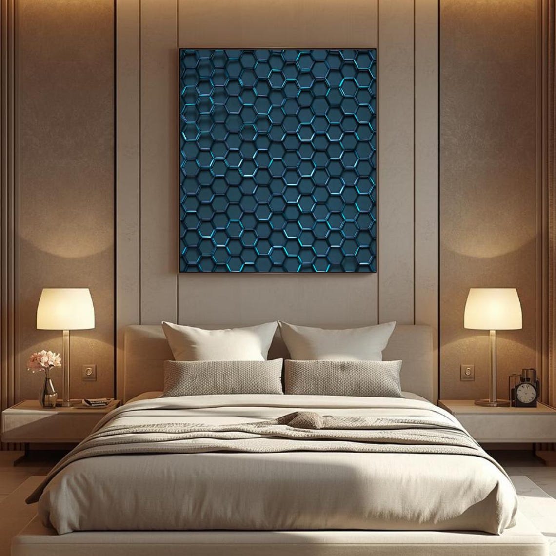 Parallax Hex Weave Geometric Optical Illusion Wall Art, Luxury Digital ...