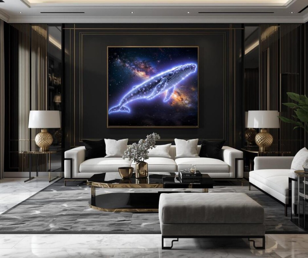 Astral Whale Stardust Galaxy Whale Futuristic Cosmic Wall Art Digital ...