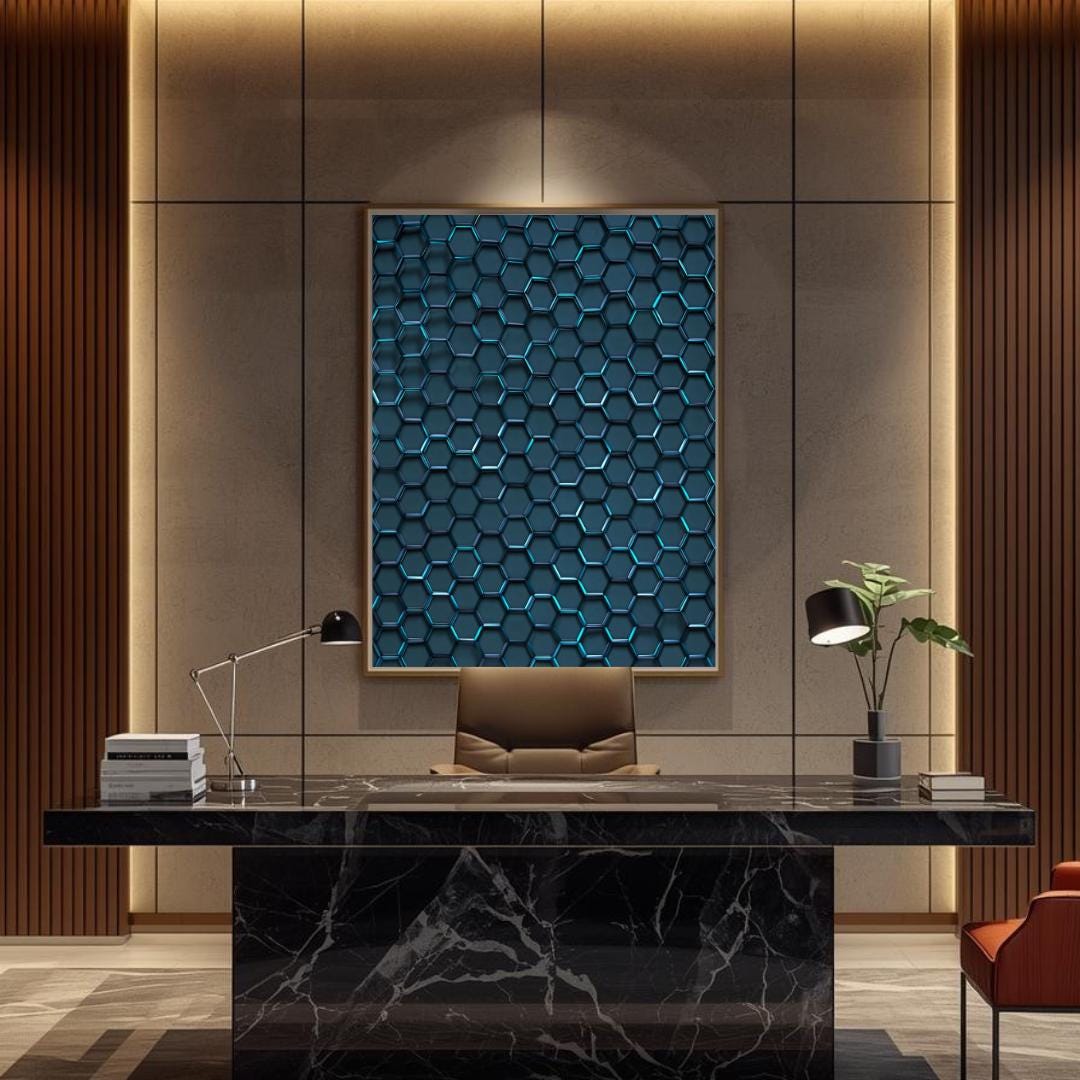 Parallax Hex Weave Geometric Optical Illusion Wall Art, Luxury Digital ...