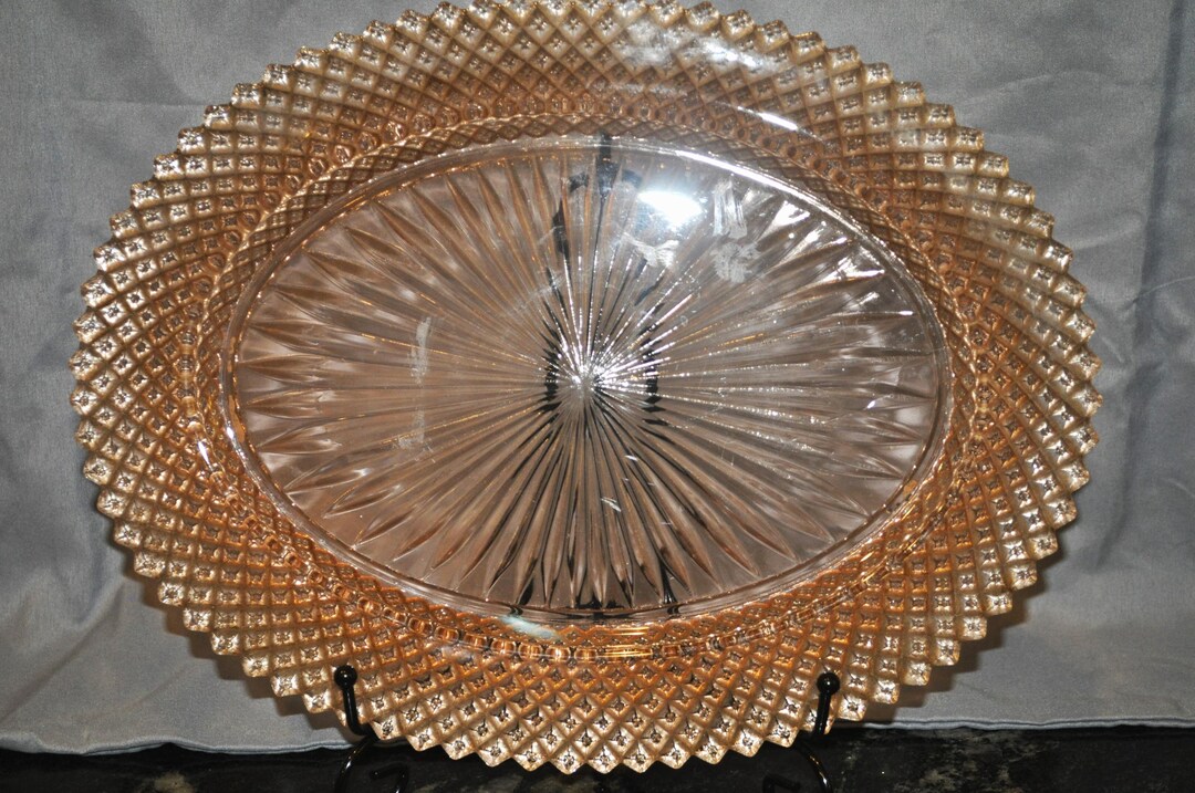 Vintage Hocking Glass Co. Pink Serving Platter: 'miss America ...