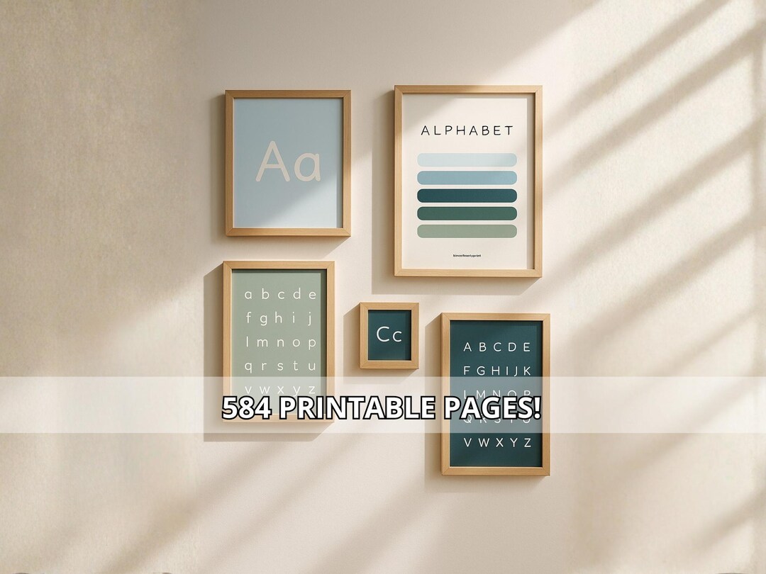 Alphabet Poster Set, Printable Nursery & Classroom Wall Art | Uppercase ...