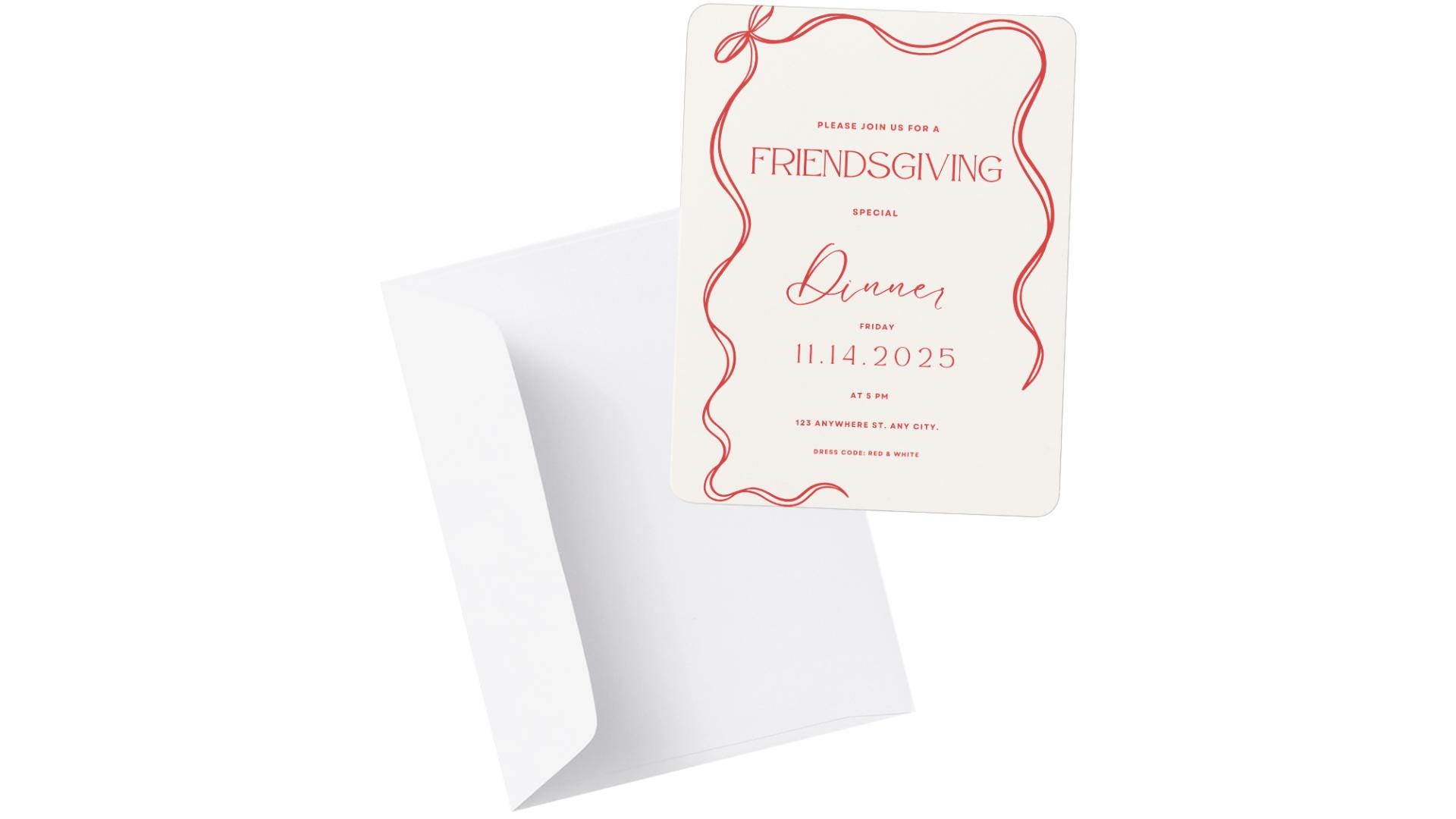 Red and Ivory Friendsgiving Invitation | 5"x7" Customizable Invite ...