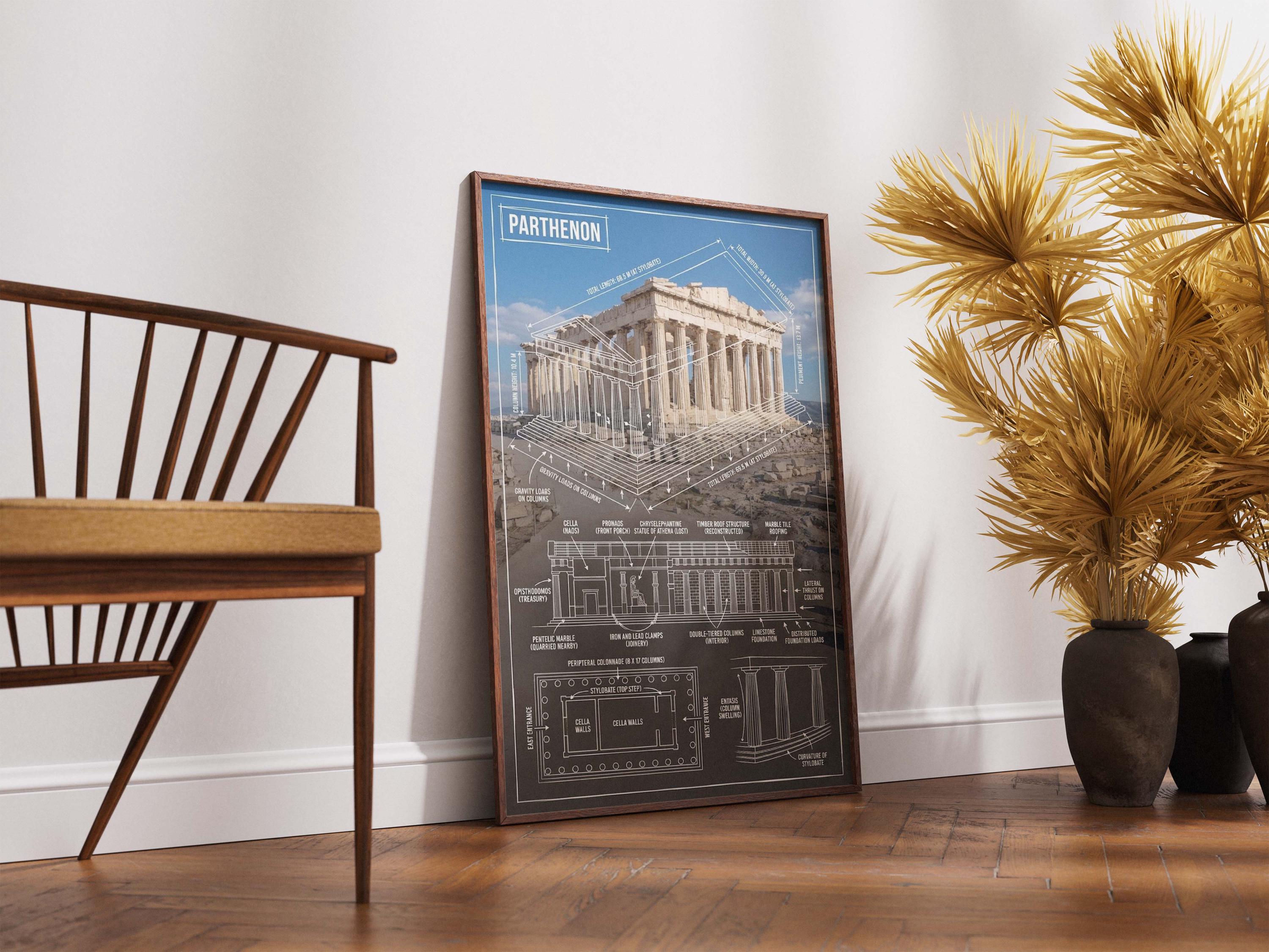 Parthenon Blueprint Poster | Ancient Greek Architecture Print ...