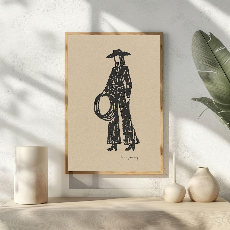 Cowgirl Drawing Poster - Etsy