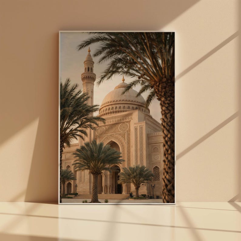 Al Fateh Grand Mosque Wall Art, Bahrain Travel Poster, Manama City ...