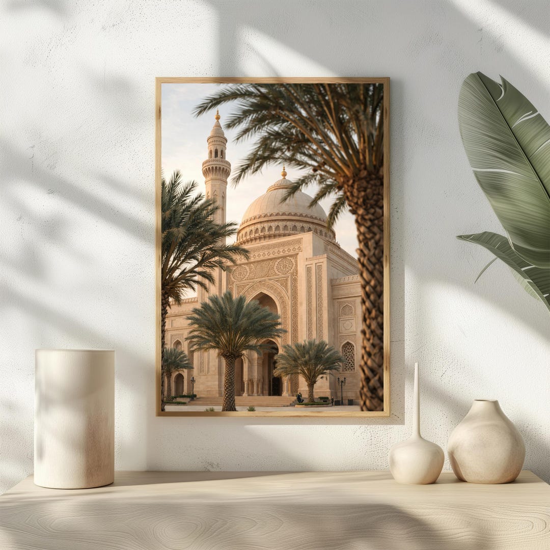 Al Fateh Grand Mosque Wall Art, Bahrain Travel Poster, Manama City ...