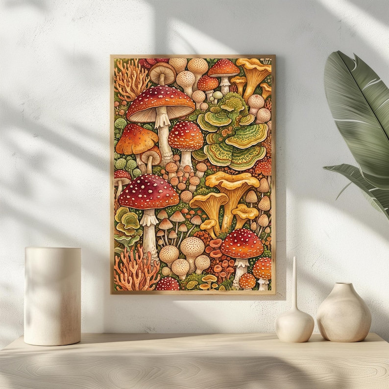 Vintage Mushroom Poster, Amanita Muscaria Print, Nature's Polka Dots ...