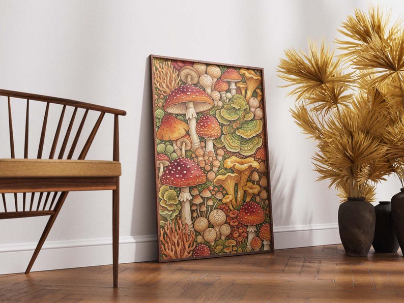 Vintage Mushroom Poster, Amanita Muscaria Print, Nature's Polka Dots ...