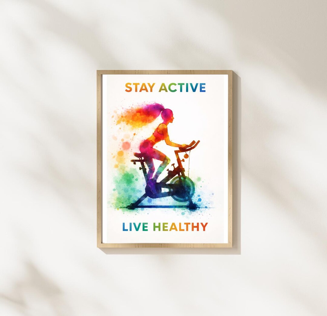 Colorful Spin Bike Poster – Inspirational Fitness Art, Gym Decor - Etsy