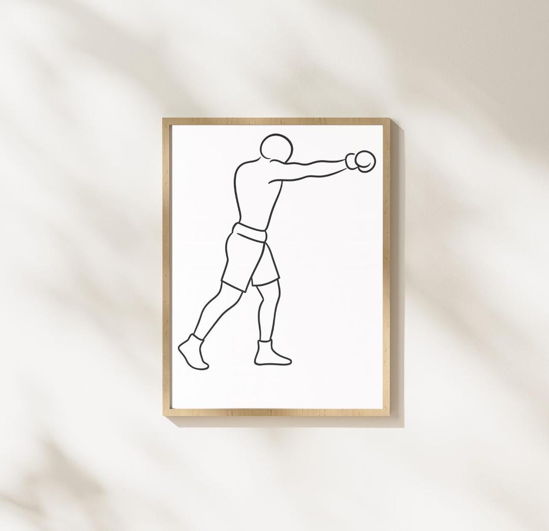 Boxing Line Art Poster | Minimalist Fight Gym Decor - Etsy