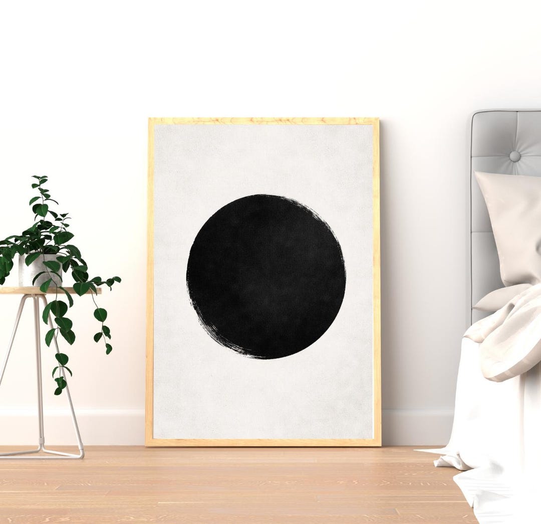 Minimal Brutalist Black Circle Art Print, Modern Gallery Decor - Etsy
