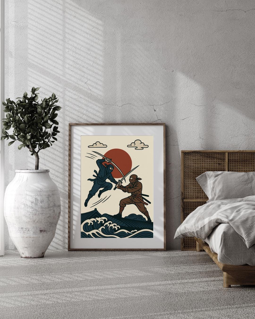 Ukiyo-e Ninja Fight Poster | Japanese Teen Room Art - Etsy