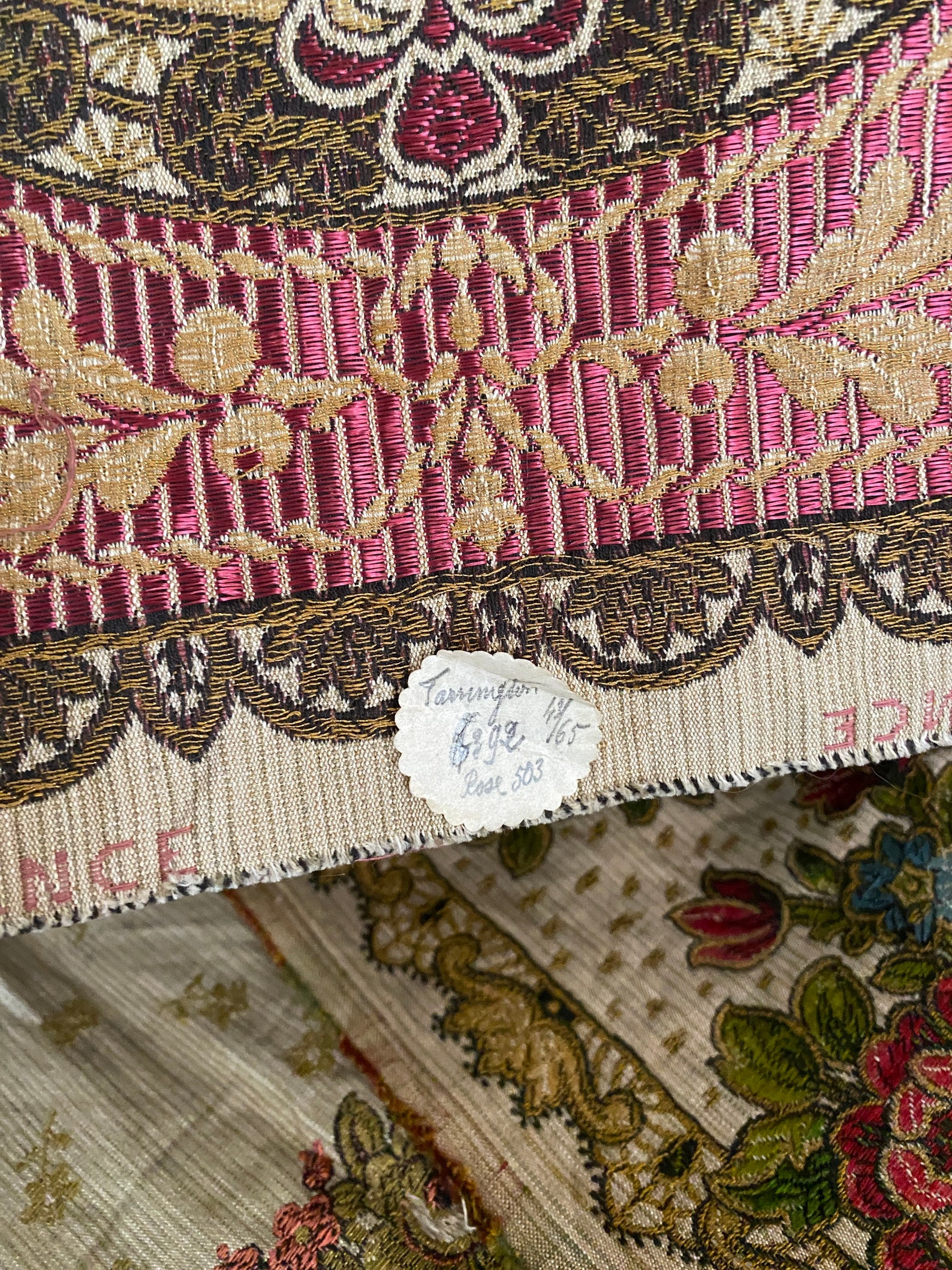 Antique #11 French Textile Revival Style Tapestry Jacquard Floral ...