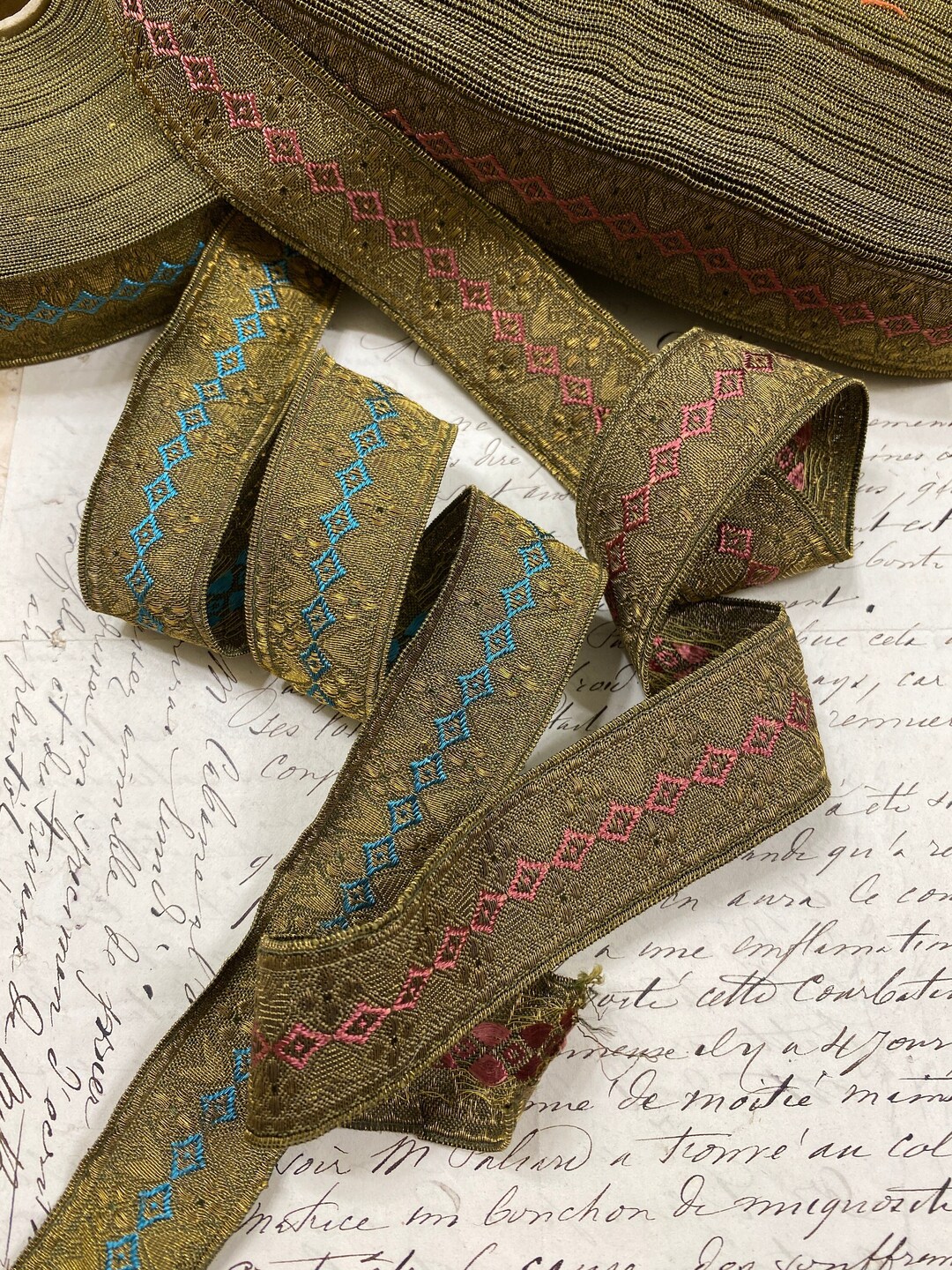 1.125” RARE Antique METAL Trim Galloon Ribbon Trim Reenactment ...