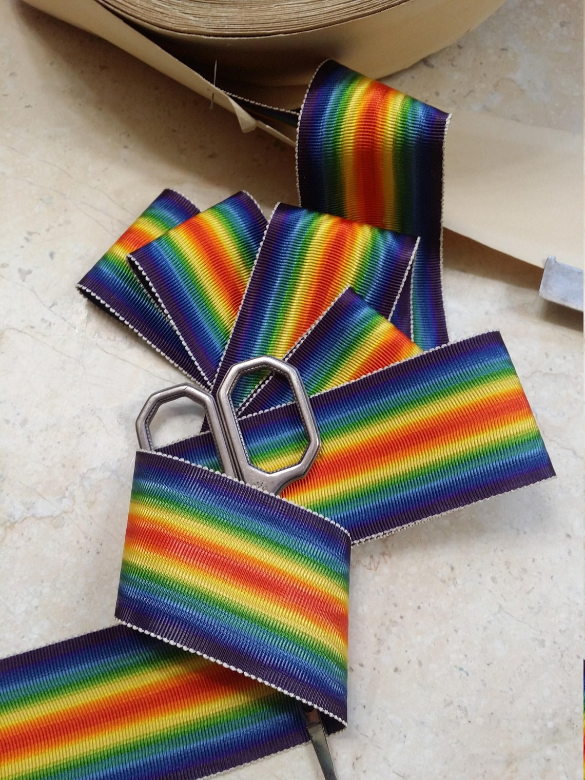 1.375" WWI Victory Ribbon Silk Watermark Moire Sawtooth Edge Petersham ...