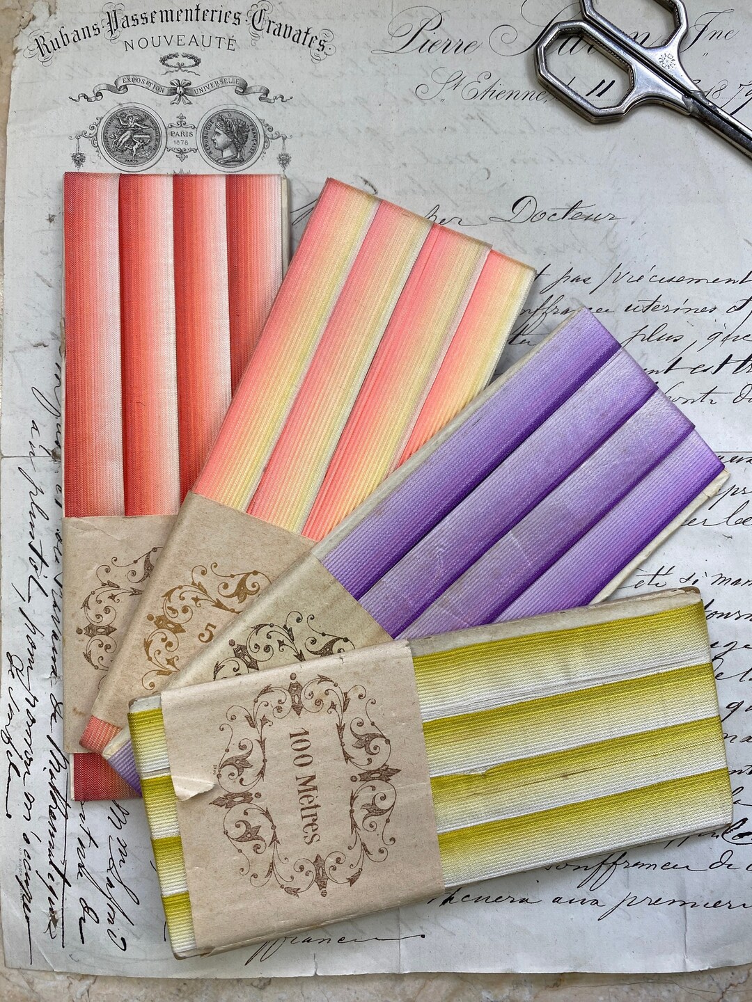 1/2" Antique Silk Ombre Ribbon Works Ribbon Leaves Bridal Wedding Doll ...