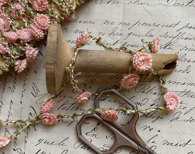 Vintage French Sweet Flower Rococo Garland Trim Ribbon Rosette Petite ...