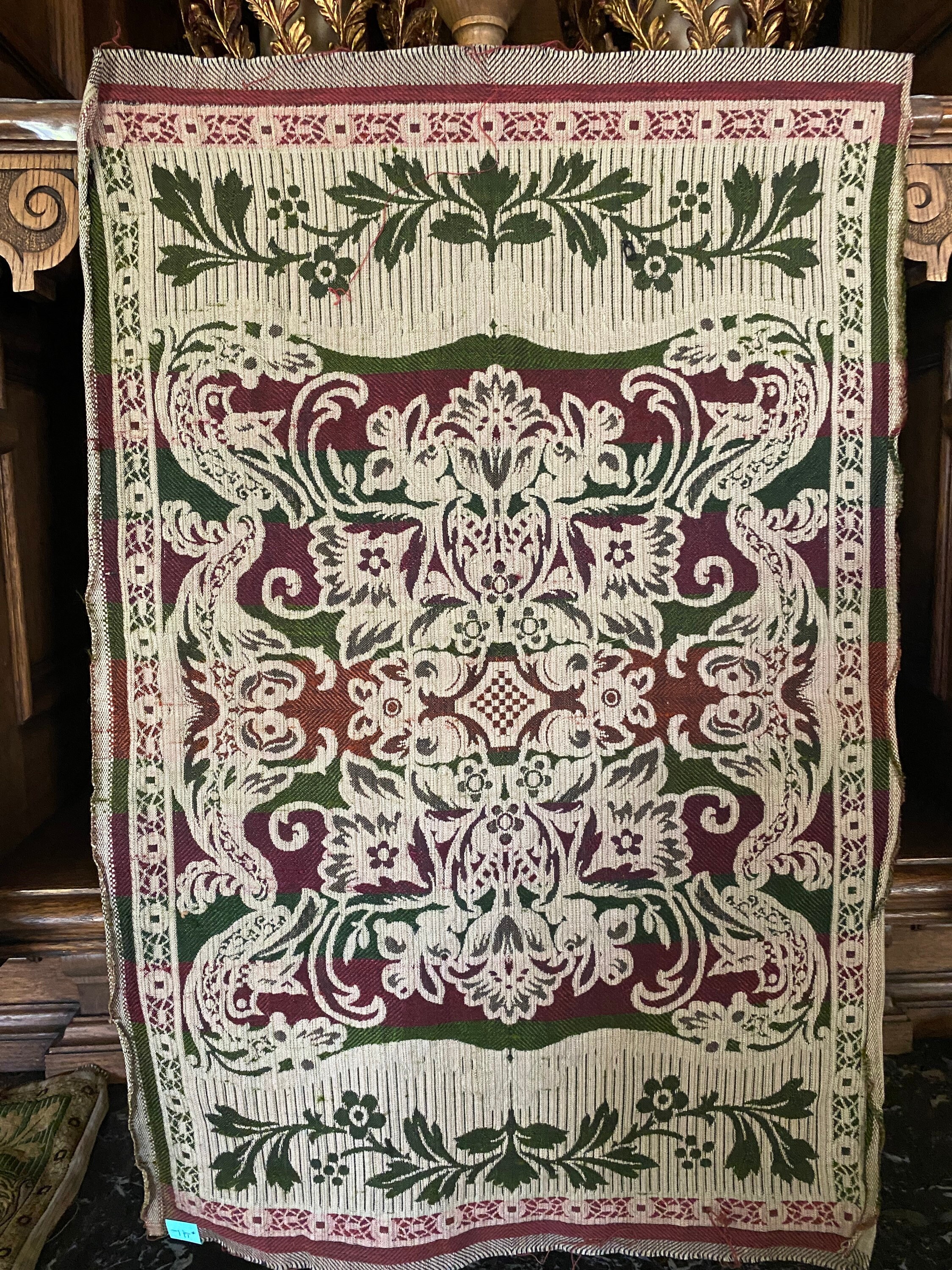 Antique #41 French Textile Revival Style Tapestry Jacquard Floral ...