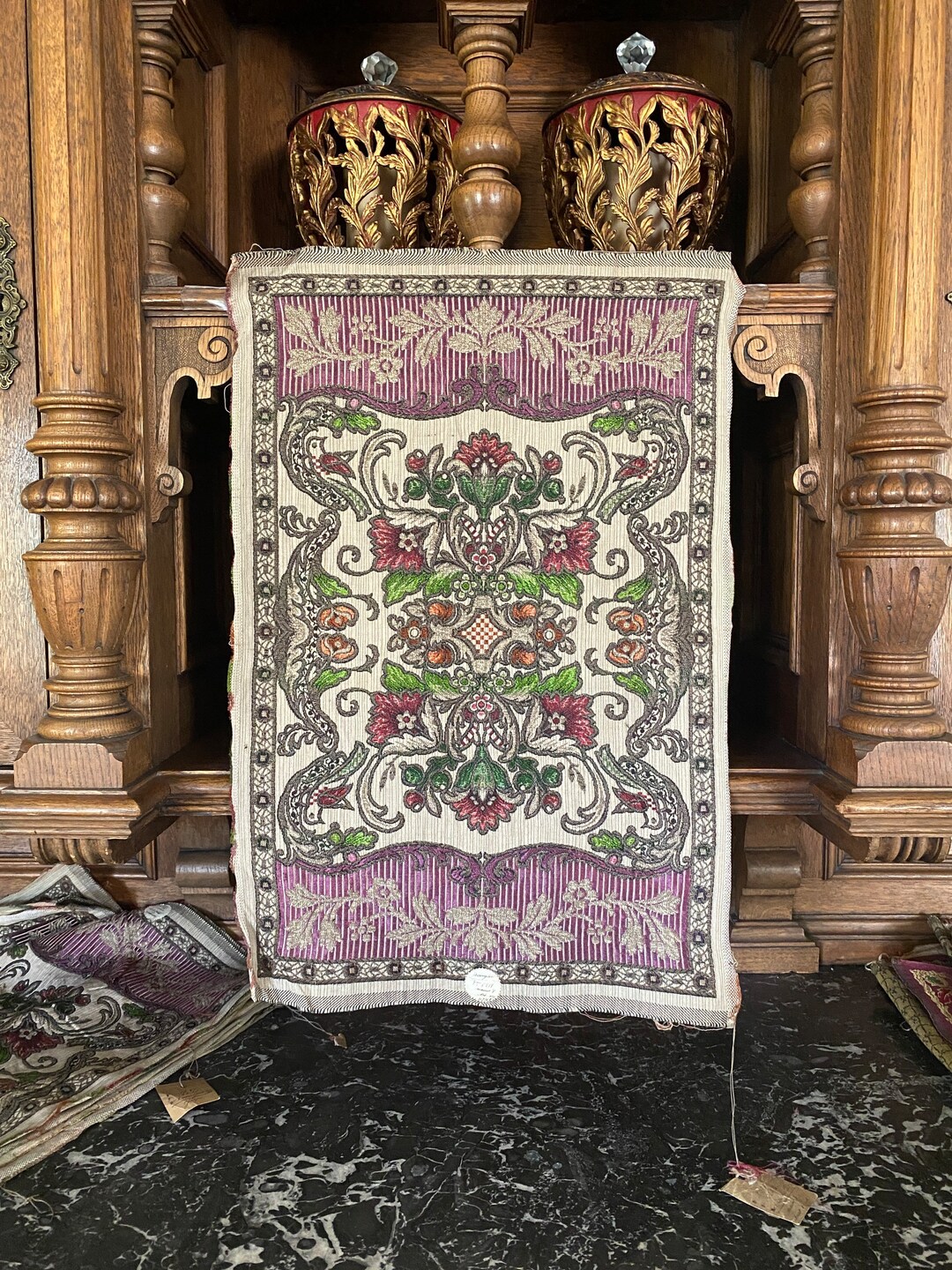 Antique #31A French Textile Revival Style Tapestry Jacquard Floral ...