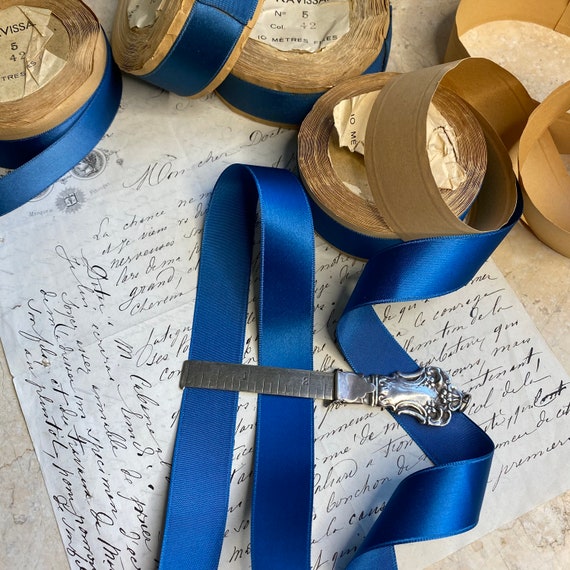 7/8 Vintage Hatband Satin Ocean Blue Faille Ribbon | Etsy