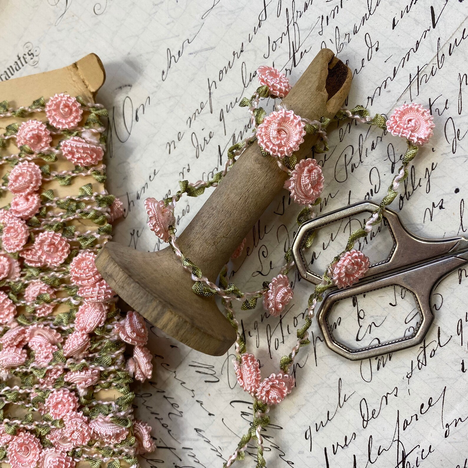 Vintage French Sweet Flower Rococo Garland Trim Ribbon Rosette - Etsy