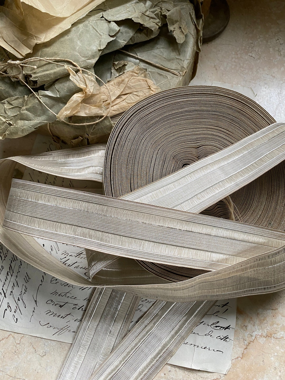 SPECIAL: 1.375" Antique French Silver Metal Trim Braid, Military ...