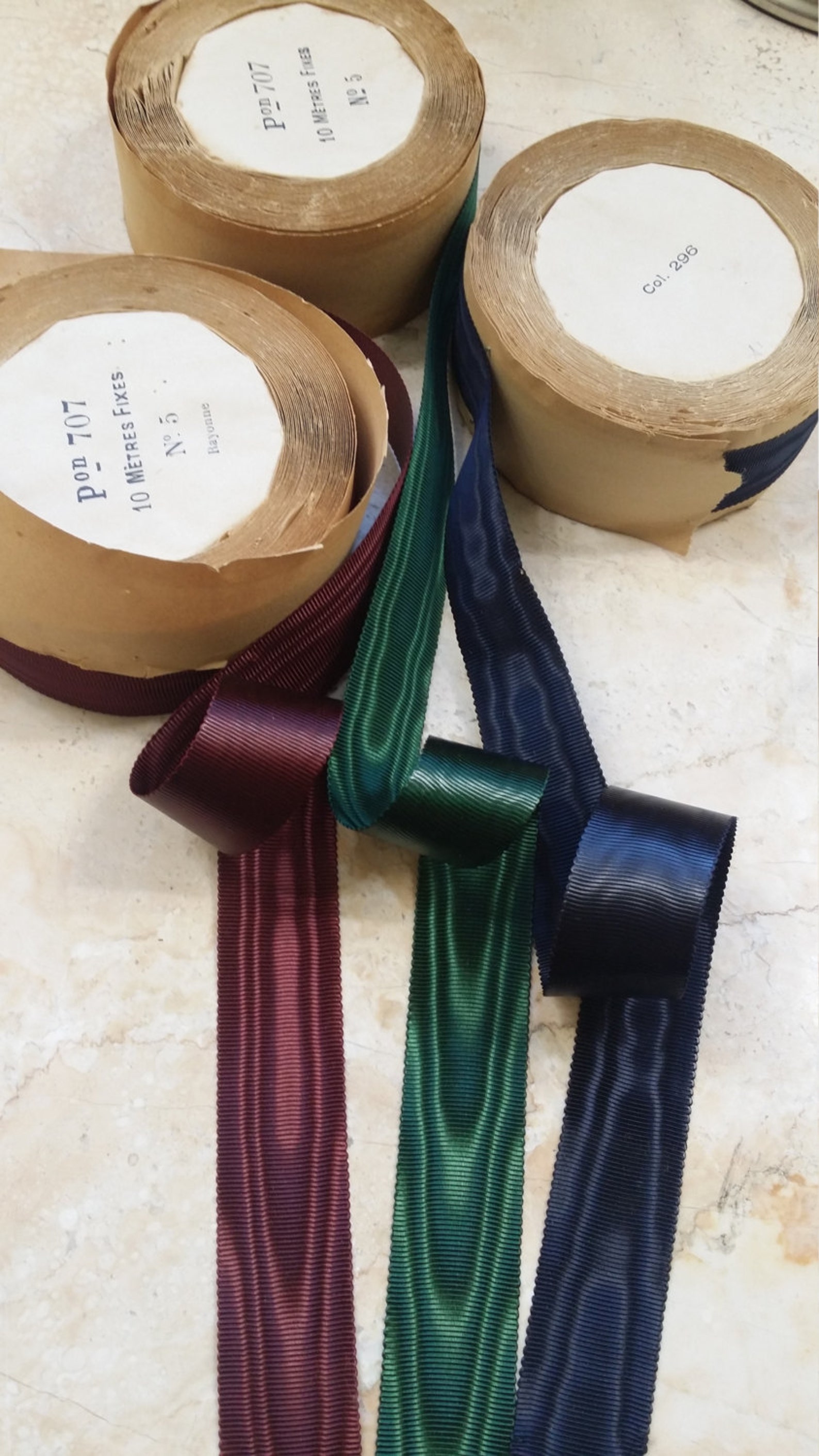 1" Sawtooth Edge Vintage Watermark Moire Navy Blue, Dark Green ...
