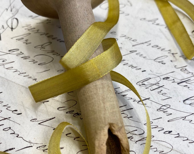 1/2 RARE Antique SILK Earthy Green Ombre Ribbon Trim Ribbonworks Leaves ...