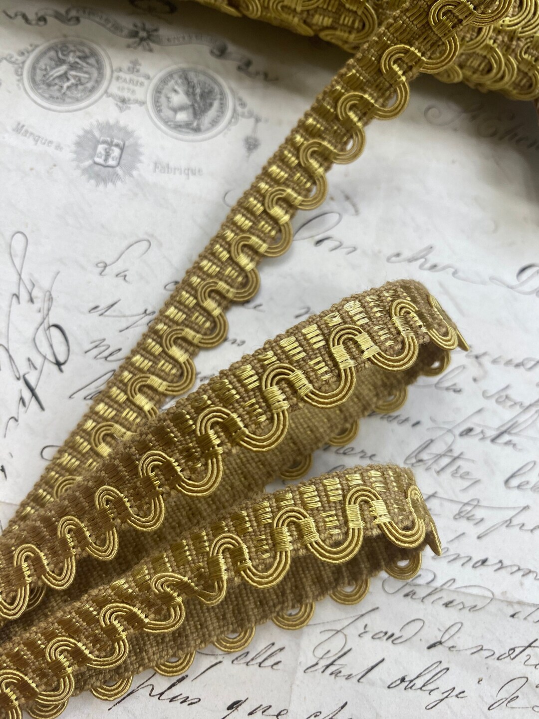 1/2" Vintage French Passementerie Gimp Guimp Trim Braid DIY Embellish ...