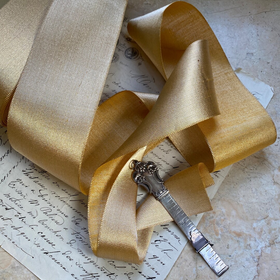 2.625" Vintage Metal French Gold Ribbon Lame Ribbon, Ribbonworks Bows ...