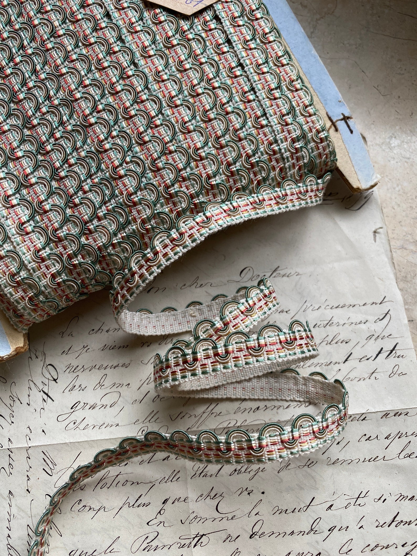 1/2" Vintage French Passementerie Gimp Guimp Trim Braid DIY Embellish ...